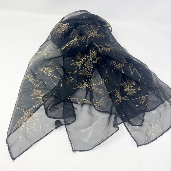 Accessories | Vtg Metallic Gold Fireworks Scarf | Poshmark
